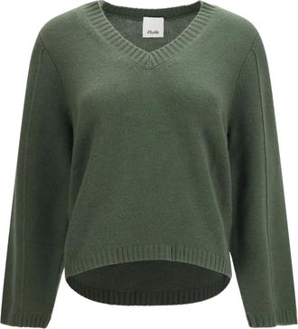 Allude V-Ausschnitt Kaschmirpullover - - Knitwear - Damen - Gr&uuml;n - M