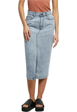 Urban Classics Damen Rock Ladies Midi Denim Skirt Tinted lightblue Washed 30