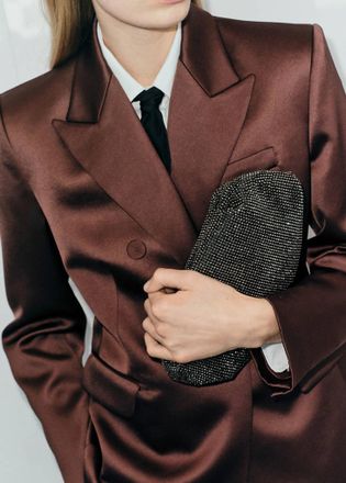 Mango Sac pochette cristaux noir - Femme - Taille unique - MANGO