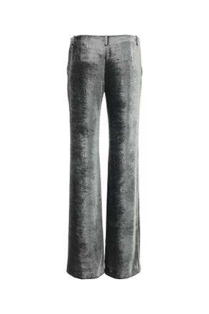 Alberta Ferretti Womens Silver Velvet Wide-Leg Pant Fantasiagrigio Exterior: Viscose Silk Pantaloni Trousers