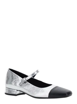 Vagabond Womens Debby Silver Slingback Pump With Strap Metallic Goat Leather