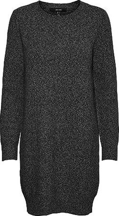 Vero Moda VMDOFFY LS GA NOOS 10215523 Robe à col rond pour femme, Gris foncé mélangé, XXL