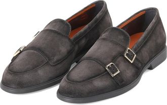 Santoni Low-Top Sneaker - Doppel-Monkstraps aus Veloursleder - Gr. 40 (EU) - in Grau - f&uuml;r Damen