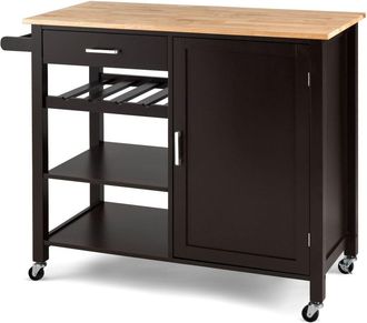 Generic Küchenwagen, Rollwagen für Kücheninseln auf Rädern, mobiler Lagerwagen, Weinregal, Servierwagen für Esszimmer und Wohnzimmer (Espresso-Körper)