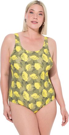 Ulla Popken Damen große Größen Übergrößen Plus Size Badeanzug Alice, DG, Zitronencamouflage