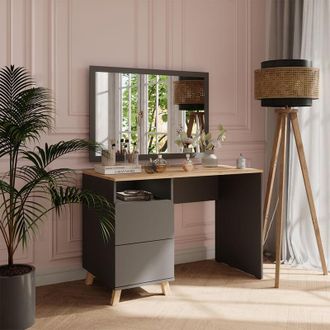 Vicco Coiffeuse Karen, Anthracite/Artisan, 110cm avec tiroirs, Vicco
