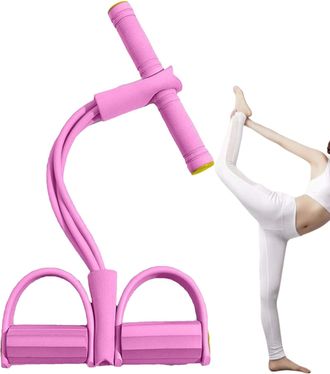 Generico Fußpedal, Fußpedal, Widerstandsband, 4-Tube, elastische Bänder mit Griff, Full-Body-Fitnessausrüstung für Sit-Ups, Arme, Legs, Schultern, Bauch & Rück