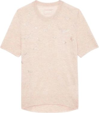 Zadig&Voltaire Femme, Pulls, Rose, Taille: 40 FR Ida Diamante Wings Cashmere Sweater