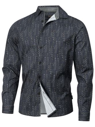 Indicode Herren INSamwell Hemd Gemustert aus 98% Baumwolle | Herrenhemd für Männer Black, XXL