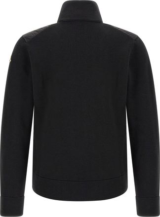 Moncler Quilted Virgin Wool Blend Padded Cardigan - Black