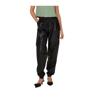 Only Only, Femme, Pantalons, Noir, Taille: 42 FR Pantalon Cargo en Cuir pour Femme