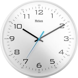 Mebus moderne Quarz-Wanduhr klassisches Design kräftige, große Ziffern 30cm Durchmesser / Farbe: Weiß / Modell: 16248