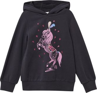 s.Oliver Hoodie mit Glitzer-Frontprint und kuscheliger Innenseite