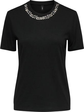 Only Only, Femme, Tops, Noir, Taille: 40 FR Onlparker S/S O-Neck Bling Top