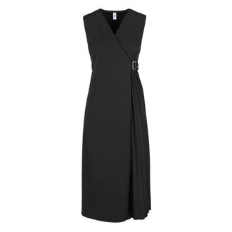 Bomboogie Femme, Robes, Noir, Taille: 40 FR Longue robe portefeuille en m&eacute;lange de laine avec ceinture