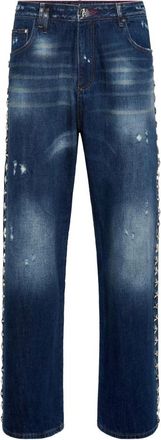 Philipp Plein Homme, Jeans, Bleu, Taille: W32 Jeans Beach Boy Fit &Eacute;toiles Clous