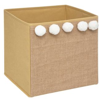 Atmosphera Atmosphera - Aufbewahrungsbox Kind - Pompons - Jute - Karamell