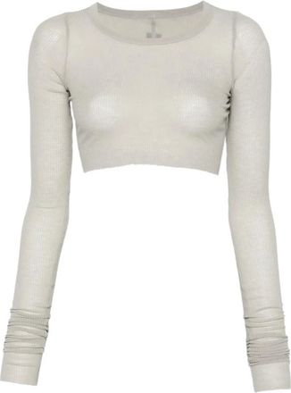 Rick Owens Femme, Pulls, Gris, Taille: 40 FR Tricot Court &agrave; Encolure Ronde