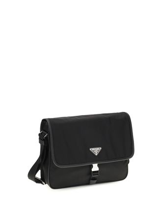 Prada Mens Re-Nylon And Saffiano Shoulder Bag Nero Recycled Polyamide