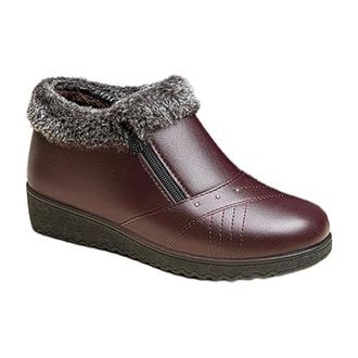 Generic Bottes de neige pour femme avec fermeture &eacute;clair - Confortables - Doubl&eacute;es en fourrure - Chaussures &agrave; enfiler - Chaudes et antid&eacute;rapantes, Rouge, 39.5