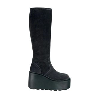 Vic Mati&eacute; F20 Zeppa Bottine en Daim Ray&eacute; - Femme - Chaussures - Noir - Taille: 37 EU