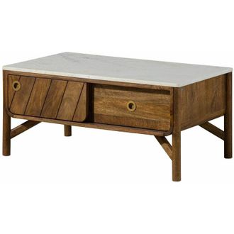Massivmoebel24 Couchtisch Mango 100x60x45 braun ge&ouml;lt / echter Marmor los angeles 05