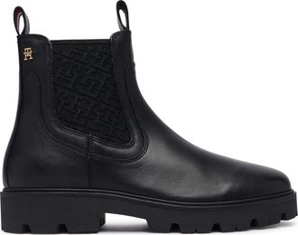 Tommy Hilfiger Klassische Stiefeletten Tommy Hilfiger Th Monogram Leather Chelsea Boot FW0FW09562 Schwarz