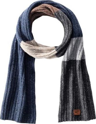 Camel Active Écharpe en Tricot Grossier Aspect chiné, Bleu à Rayures, Taille Unique Homme