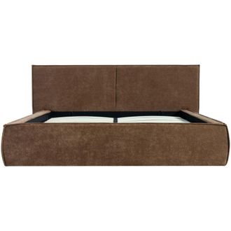 DRAWER Lit coffre en tissu chenille 160x200cm - Marron - Liberia