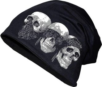 Spass Kostet Long Beanie M&uuml;tze Totenk&ouml;pfe Sch&auml;del Black Gr&ouml;&szlig;e XS-XXL