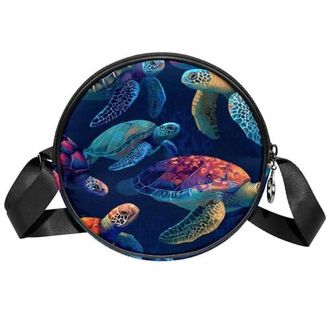 Generic Sac &agrave; bandouli&egrave;re circulaire pour femme, couleur tortue, petit sac &agrave; bandouli&egrave;re sans couture, sac &agrave; dos avec fermeture &eacute;clair, bretelles r&eacute;glables, s