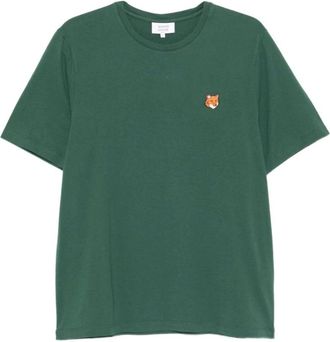 Maison Kitsun&eacute; Homme, Tops, Vert, Taille: L Fox Head Regular Tee-Shirt