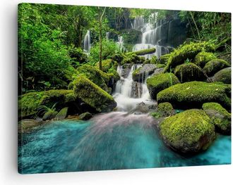 Arttor Bilder auf Leinwand Park Wasserfall Wasser Leinwandbild 70x50cm Wandbilder Dekoration Wohnzimmer Schlafzimmer K&uuml;che Deko Klein Wanddeko Bild Wand Kuns
