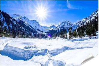 Islandburner Poster Winterlandschaft Mit Sonnenschein In Den Alpen - Poster 130x90cm