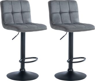 Clp 2er Set Barhocker Peru Samt I Höhenverstellbarer Drehstuhl Mit Gestepptem Polster I Komfort Thekenhocker Mit Fußstütze Und Metallgestell, Farbe:dunkel
