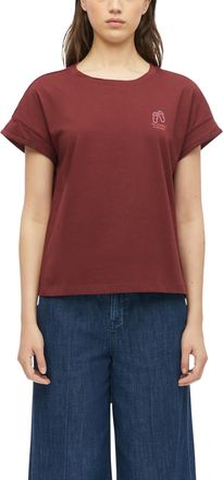 s.Oliver Kurzarmshirt S.OLIVER, Damen, Gr. 40, braun (schwarz pomegranate), Jersey, Obermaterial: 100% Baumwolle, bedruckt, normal h&uuml;ftbedeckend, Rundhals, abg