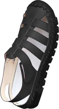 Generic Sandales de sport pour femme - Creuses - Plates - Couleur unie - Douces - Respirantes - Chaussures d&eacute;t&eacute; pour femme, Noir, 43 EU