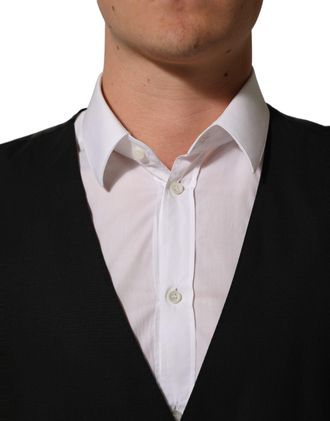 Dolce & Gabbana Virgin Wool Stretch Waistcoat - Black