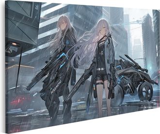 Islandburner Bild auf Leinwand Manga Girls fahren auf ihrem High Tech Superbike Bilder Wandbilder Poster JEEZ-1P