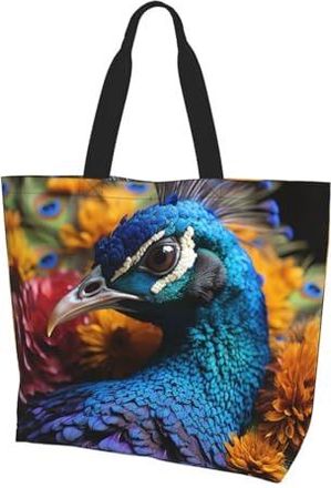 Generic T&ecirc;te De Paon Sac Cabas Grand Sacs De Courses L&eacute;ger Sac A Main Femmes Pour Gym Travail Voyage