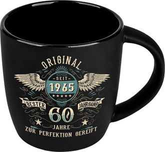 Lobo Negro Kaffeetasse mit Reliefdruck als Geschenk zum 60. Geburtstag - 1965 bester Jahrgang - Vintage Style im Geschenkkarton