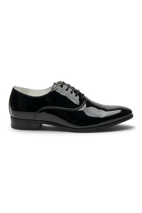 Infinity Leather Herren schwarze formelle Lack-PU-Leder Oxford-Anzugschuhe - M64340