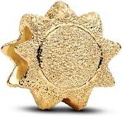 Pandora Moments 764052C00 Mini breloque en forme de soleil structuré en argent sterling avec alliage plaqué or 14 carats Compatible Moments