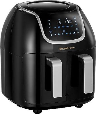 Russell Hobbs Air Fryer Double tiroir [2 Paniers 4,25L ou 8,5L au total ] SatisFry Snappi (8 en 1, &eacute;cran tactile, synchronisation des temps de cuisson, Ajouts dalim