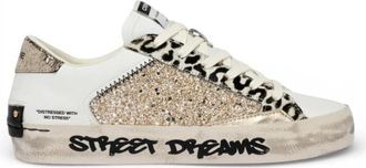 Crime London Femme, Chaussures, Blanc, Taille: 36 EU Distressed Chrome Fang Baskets