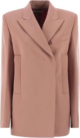 Sportmax Femme, Vestes, Rose, Taille: 34 FR Blazer en Gabardine de Laine Stretch