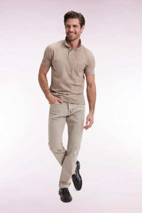 Eden Park Polo Manches Courtes En Coton Pima Beige Coupe Droite