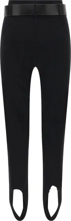 Self Portrait Womens Stretch Jersey Leggings With Belt Black Trousers