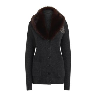 Ralph Lauren Zopfmuster-Strickjacke aus Wolle und Kaschmir - - Knitwear - Damen - Grau - XS