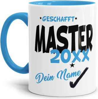 Tassendruck Master-Tasse Geschafft Master 20XX - Selbst gestalten mit Jahr und Name zum bestandenen Master/Abschluss/Lernen/Prüfung/personalisierte Geschenk-Idee/